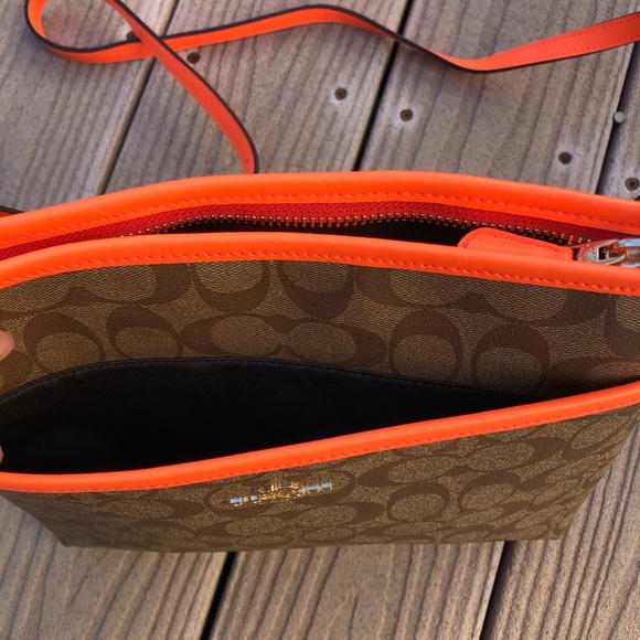 Coach | Bags | Nwt Coach Signature Neon Orange Crossbody Handbag | Poshmark